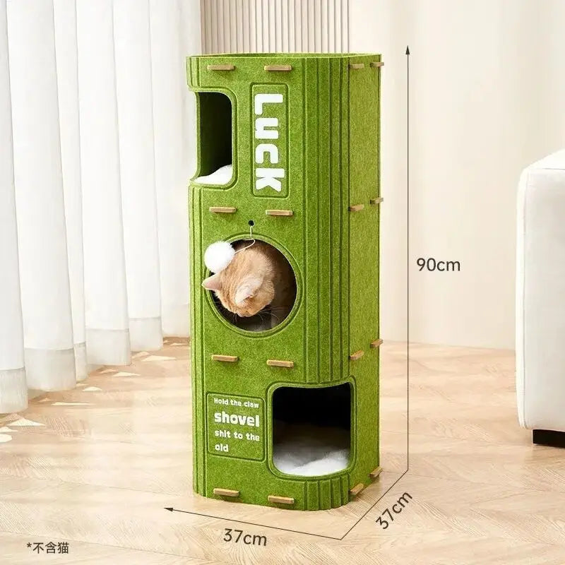 Winter Double Enclosed Cat House Integrated Tree Hole Thickened Felt C ...